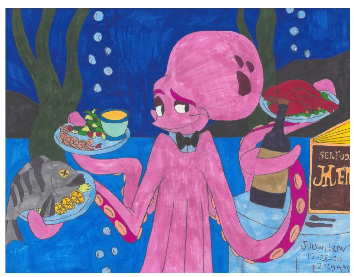 Octopus Waiter - Julian "Cool Jules" Lester - Drawings & Illustration ...