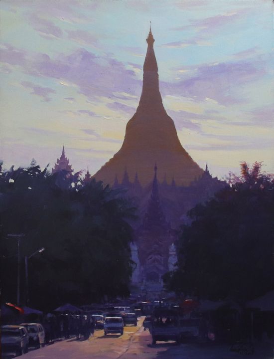 Shwedagon Pagoda (Eastern gateway) - Burma Art Gallery - Paintings ...