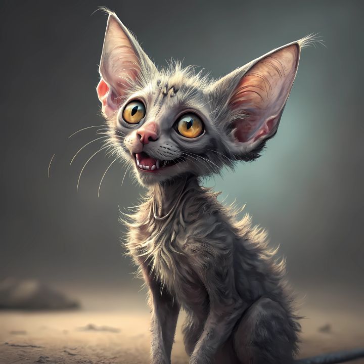 Adorable Weird Cat with Big Eyes - RonaArt - Digital Art & AI, Animals ...