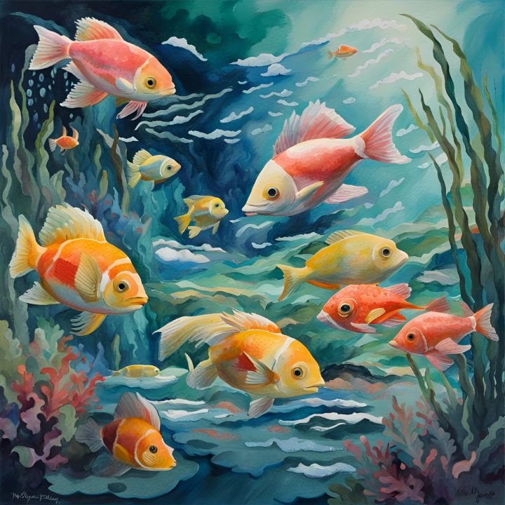 Into the Blue: Fish in Their Natural - Ethereal Creations - Paintings ...