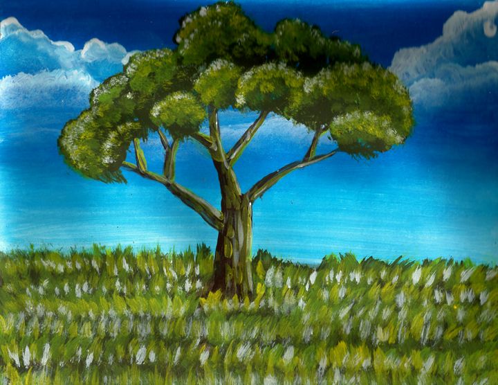 Tree Painting with Landscape - Americo Salazar - Paintings & Prints ...