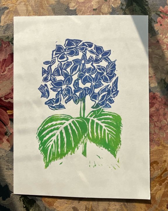 Hydrangea Block Print (1/24) - Claire Munley - Paintings & Prints ...