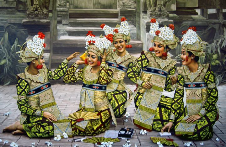 Five Dancers - Udin Antara Gallery - Paintings & Prints, People ...