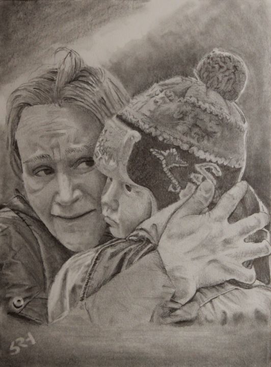 Ukrainian Mother Clutching Child - Your Fine Art Store - Drawings ...