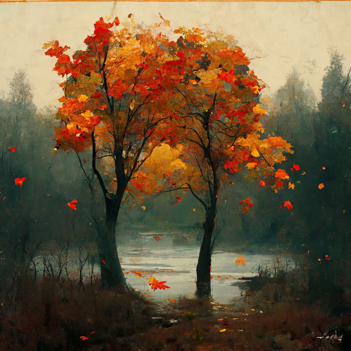 Tow autumn trees at the river - The AIrtist - Digital Art & AI ...