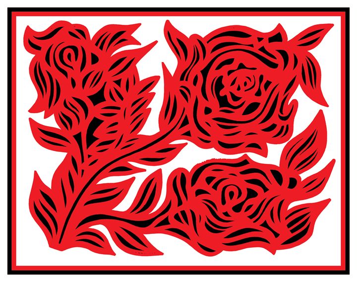 Red Black White Flower Rose - Eddie Alfaro Art - Drawings ...
