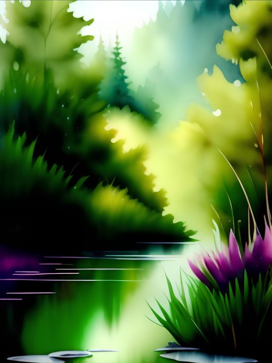 Green Purple Lake CAT 3101 - Digital Esoteric Art - Digital Art & AI ...