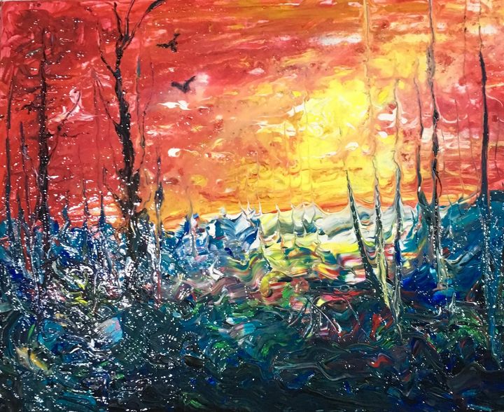 Red Forest 1 - Yustyna Klish - Paintings & Prints, Landscapes & Nature ...