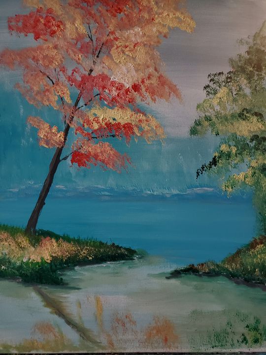 Fall Lake - Artist 1950 - Paintings & Prints, Landscapes & Nature ...
