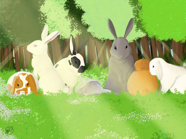 Meadow of the bunny cult - HarmonieArt - Digital Art, Animals, Birds ...