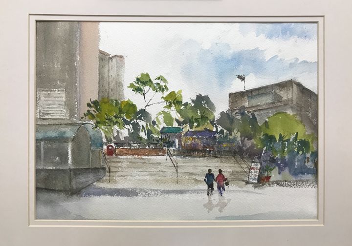 Go to street market - Watercolour by Margaret Lor - Paintings & Prints ...