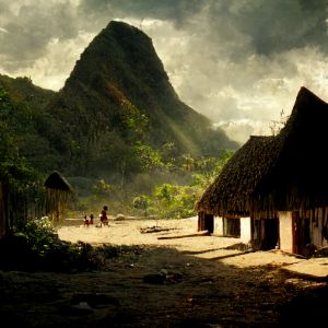 Daylight in Taino Village with Child - Daniel Sanjurjo - Digital Art ...