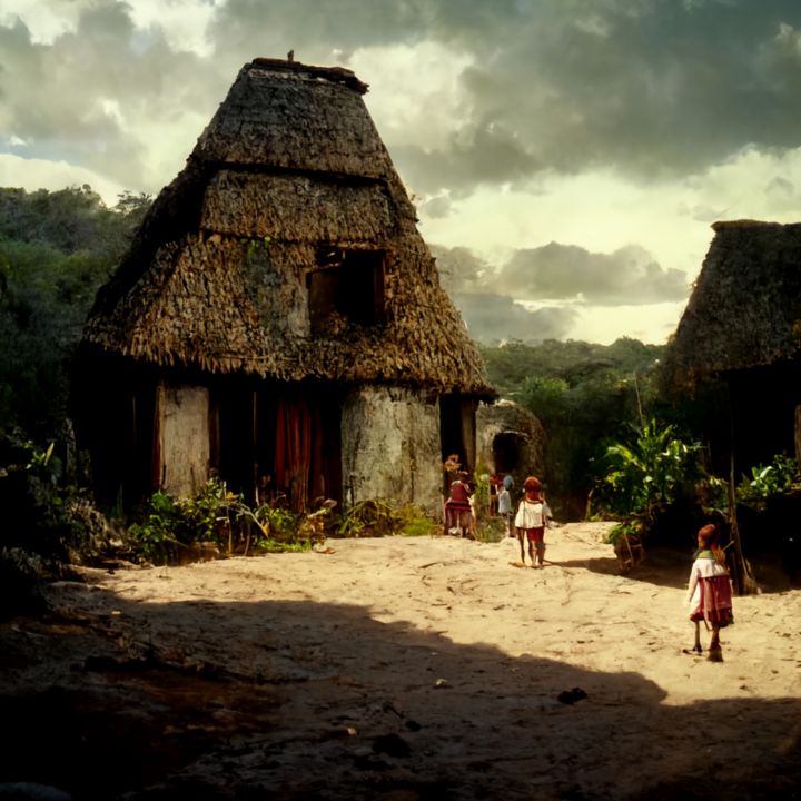 Daylight in Taino Village with Child - Daniel Sanjurjo - Digital Art ...