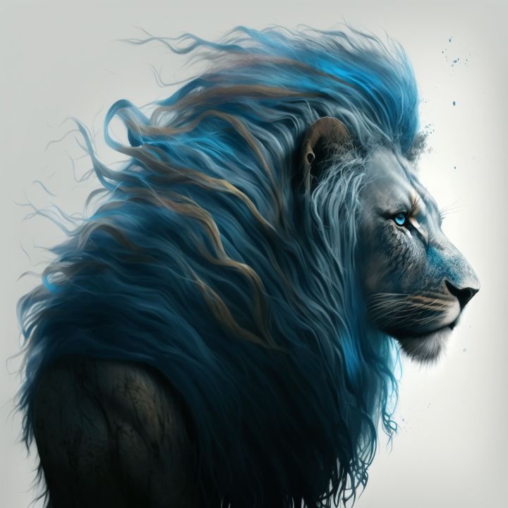 Aqua Blue Lion - Rothstein Fine Art - Paintings & Prints, Animals ...