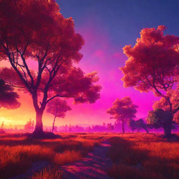 Ethereal Sunset Grove - Artificial Aesthete - Digital Art & AI, Flowers ...