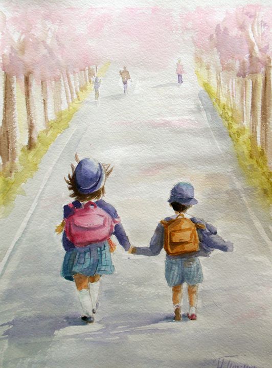 To school - Nina Polunina - Paintings & Prints, People & Figures ...