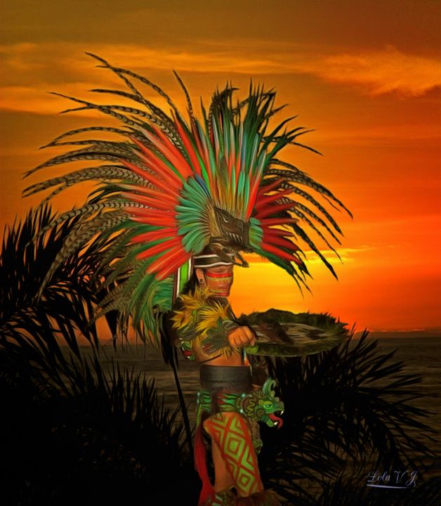Aztec Sunset - Your Treasures by Lola - Paintings & Prints, People ...