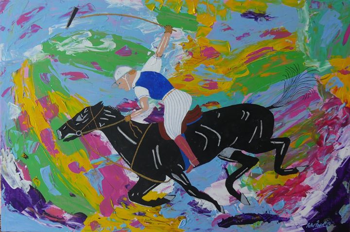 Polo Pony with Rider - Peter Rowe - Paintings & Prints, Sports ...