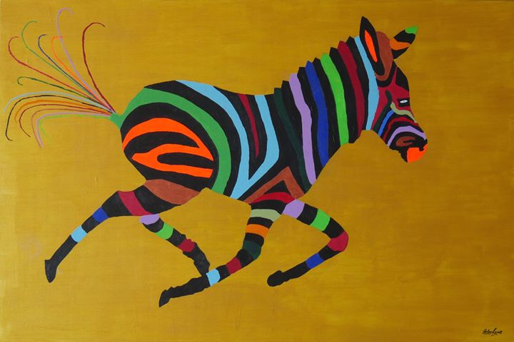 Zebra Running - Peter Rowe - Paintings & Prints, Animals, Birds, & Fish ...