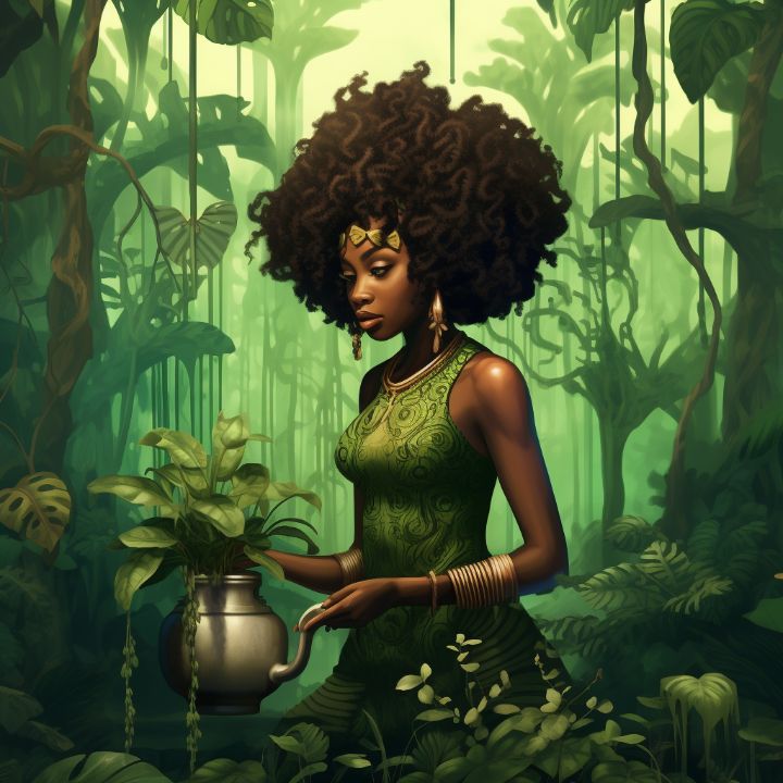 Green Goddess - NatsWunderlustImages - Drawings & Illustration, Ethnic ...