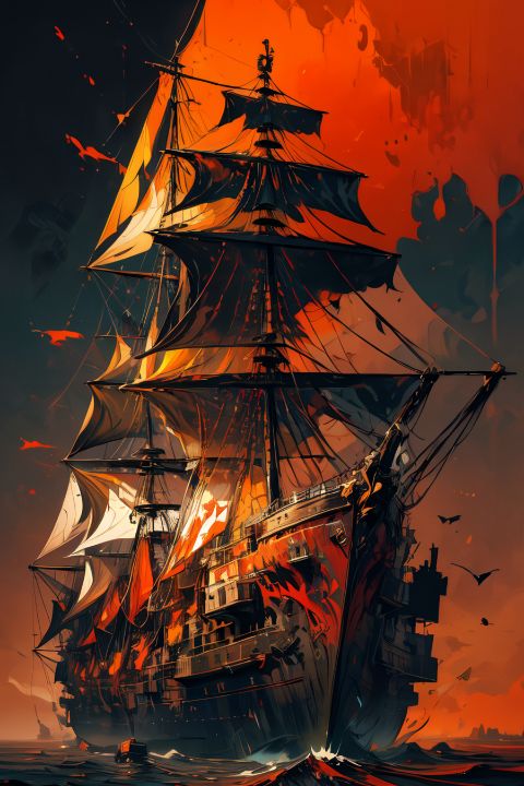 Pirate Ship Splash Art - AdorableArt - Digital Art & AI, Landscapes ...