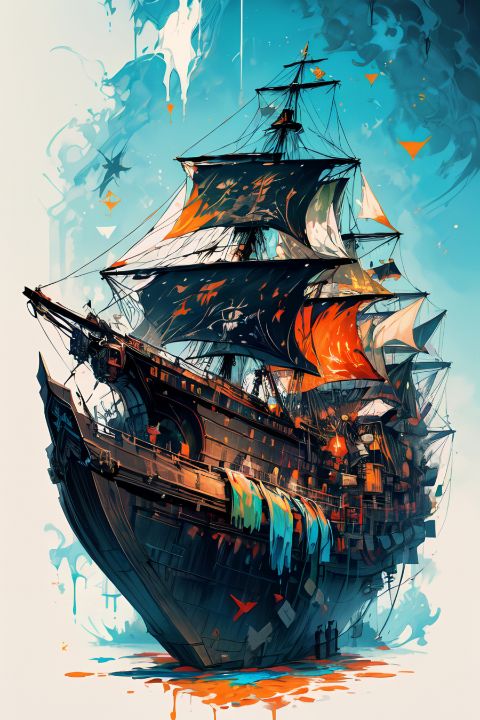 Pirate Ship Splash Art - AdorableArt - Digital Art & AI, Landscapes ...