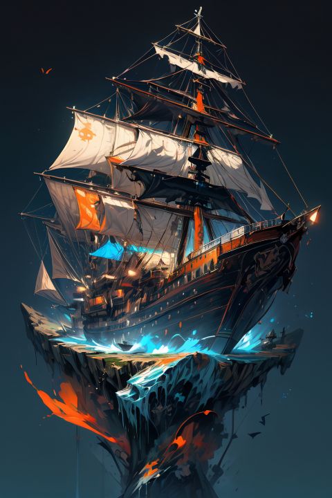 Pirate Ship Splash Art - AdorableArt - Digital Art & AI, Landscapes ...