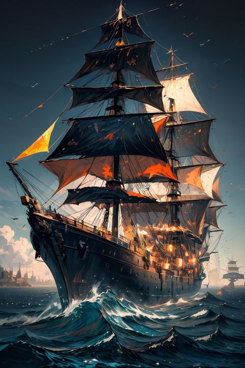 Pirate Ship Splash Art - AdorableArt - Digital Art & AI, Landscapes ...