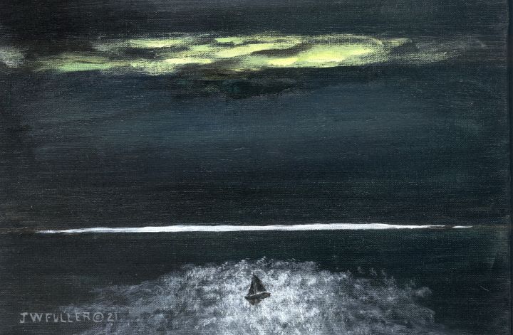 #155 Sailing by Moonlite - John W Fuller - Paintings & Prints ...