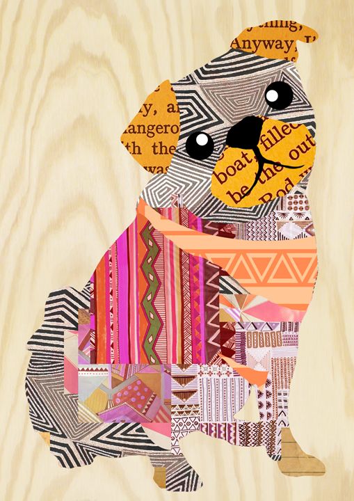 Pug Collage Aztek Pattern - GreenNest - Paintings & Prints, Animals ...