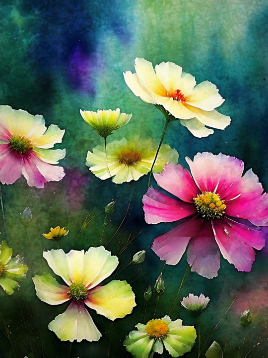 Colourful Cosmos - ArtbyTrudee - Digital Art & AI, Flowers, Plants ...
