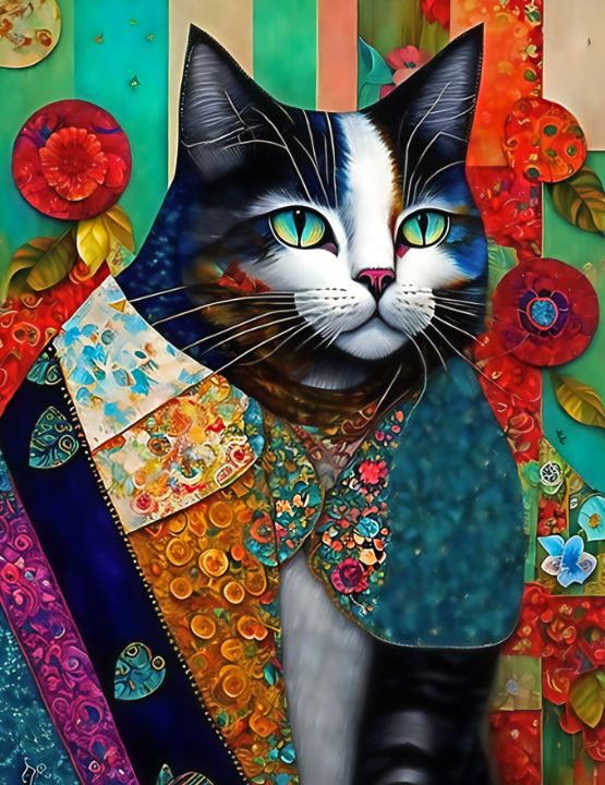 Patchwork Cat - ArtbyTrudee - Digital Art & AI, Animals, Birds, & Fish ...