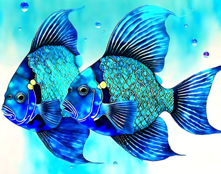 Blue Angel Fish - ArtbyTrudee - Digital Art & AI, Animals, Birds ...