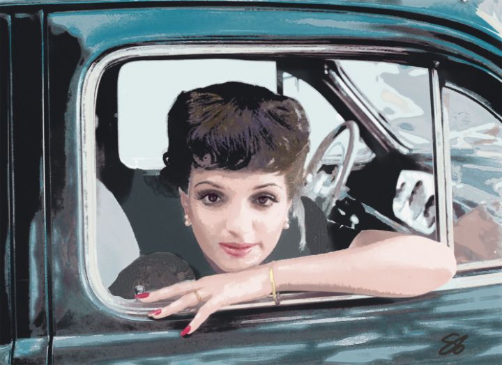 Liza in Green Car - Sophisticated Statements - Paintings & Prints ...