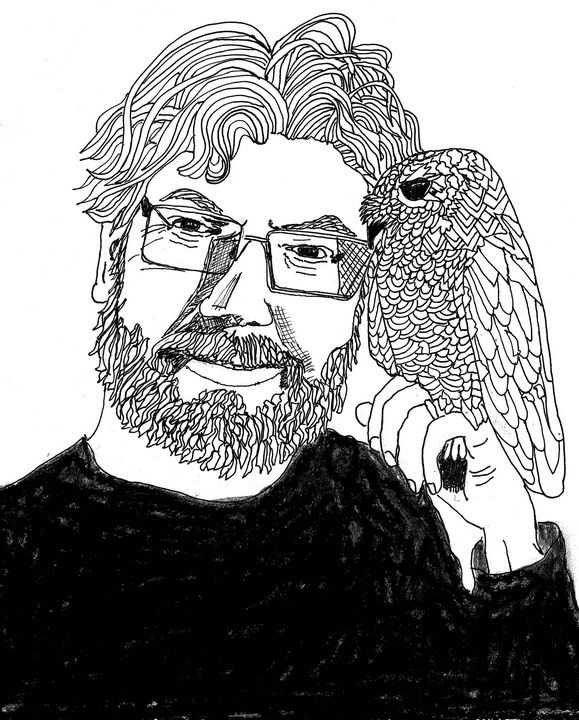 Alex Bledsoe with an owl - Shoshanah's Art - Drawings & Illustration ...