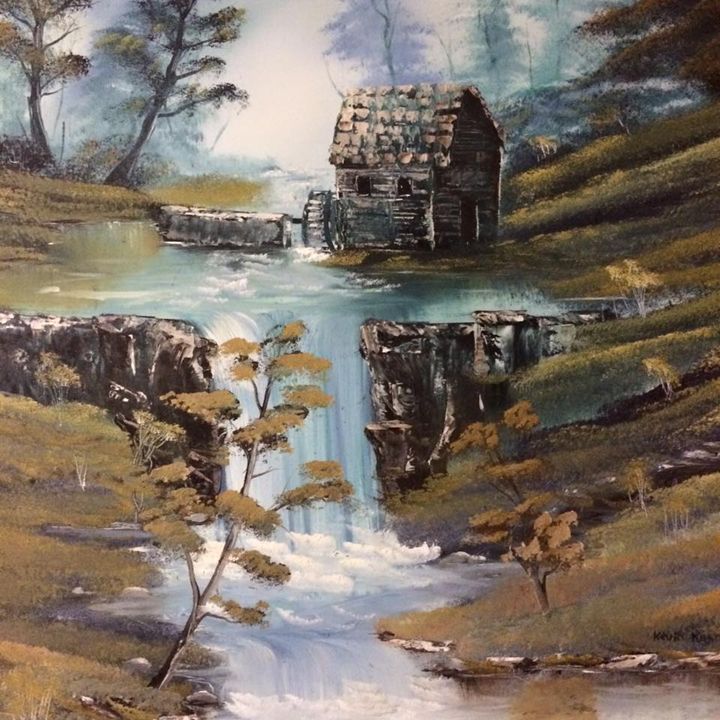 The mill by the stream and falls - Kevin Nunn's Art Gallery - Paintings ...