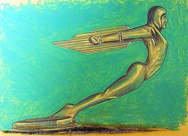 Winged figure hood ornament/mascot - Brickyard Studios - Paintings ...