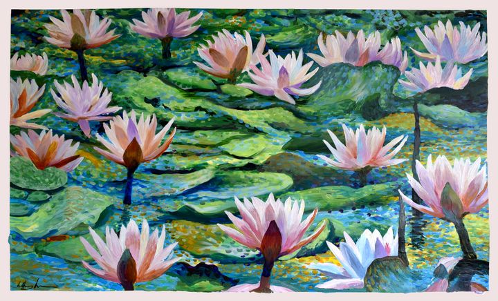 Large Lotus Garden - Geoff Greene Gallery - Paintings & Prints ...