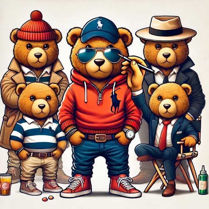 Five Polo Bears, - Retro Vintage - Digital Art & AI, Animals, Birds ...