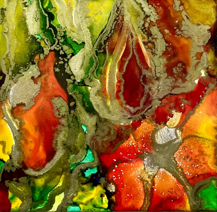 Hidden Orange Flowers - Marla Dawn Art - Paintings & Prints, Flowers ...