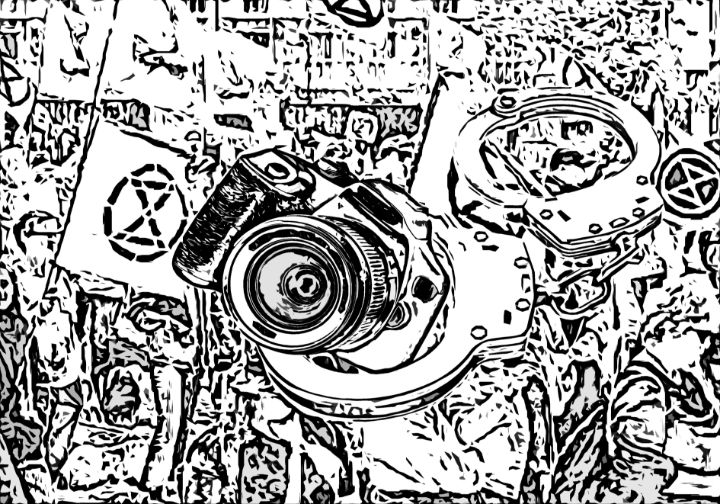 Black and White Handcuffed Camera - Rose Marinelli - Digital Art ...