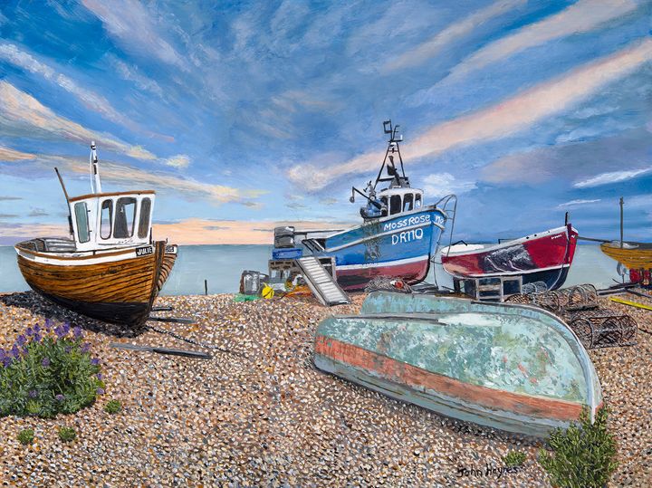 Boats on Deal Beach - John Haynes Art - Paintings & Prints, Landscapes ...