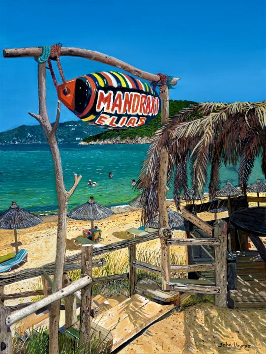 Mandraki Elani Beach Skiathos - John Haynes Art - Paintings & Prints ...