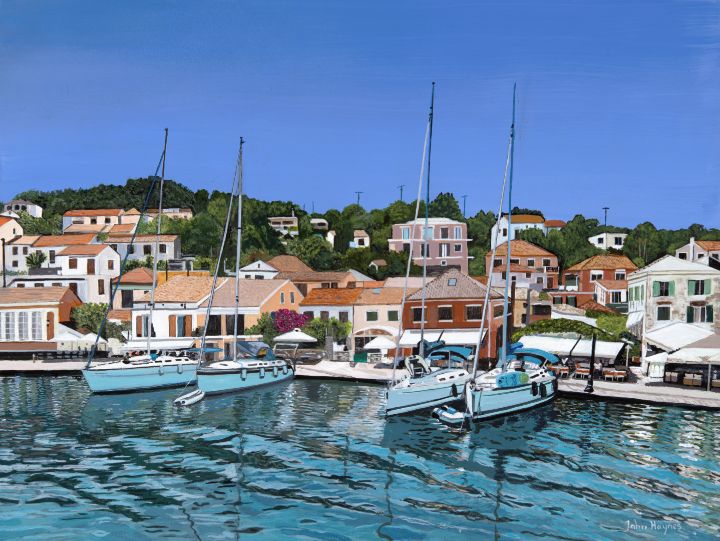 Port of Gaios Paxos Greece - John Haynes Art - Paintings & Prints ...