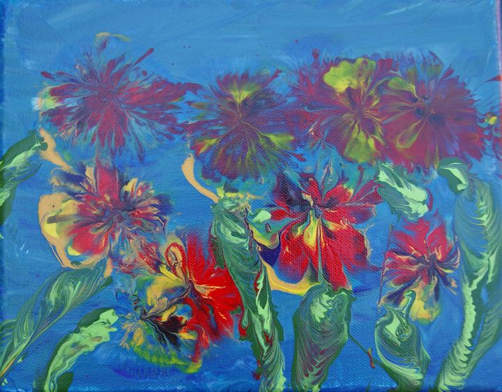 Red Mums - Homemade Arts by Bill Ludwig - Paintings & Prints, Flowers ...