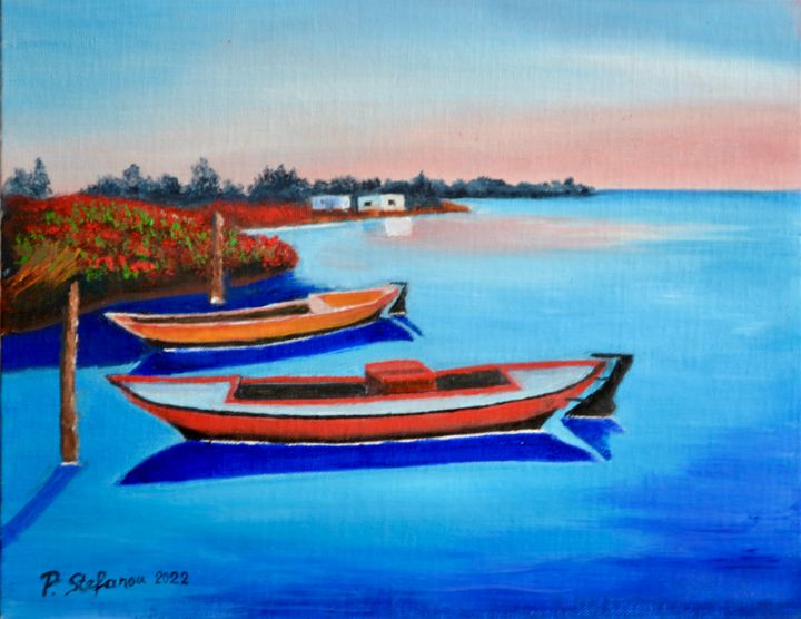 Two Boats in Missolonghi, Greece - P.Stefanou Art Creations - Paintings ...