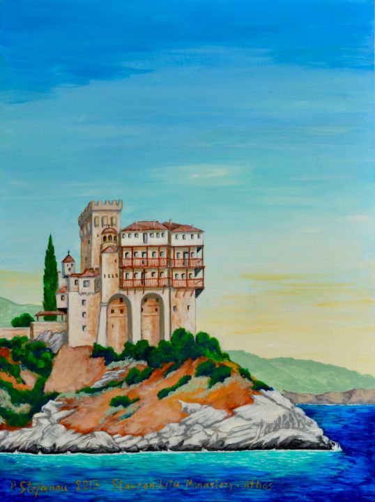 Monastery of Stavronikita, Mt. Athos - P.Stefanou Art Creations ...
