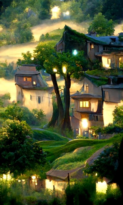 Dusk village 4 - EQY - Digital Art & AI, Fantasy & Mythology ...