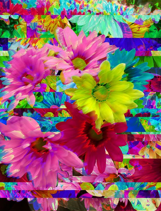 Flowers & Flowers & Flowers - Databent Art - Digital Art & AI, Abstract ...