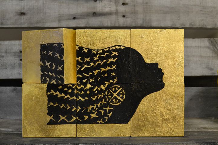 African Queen - 6 block gold leaf - ArtByLaurenBritz - Paintings ...